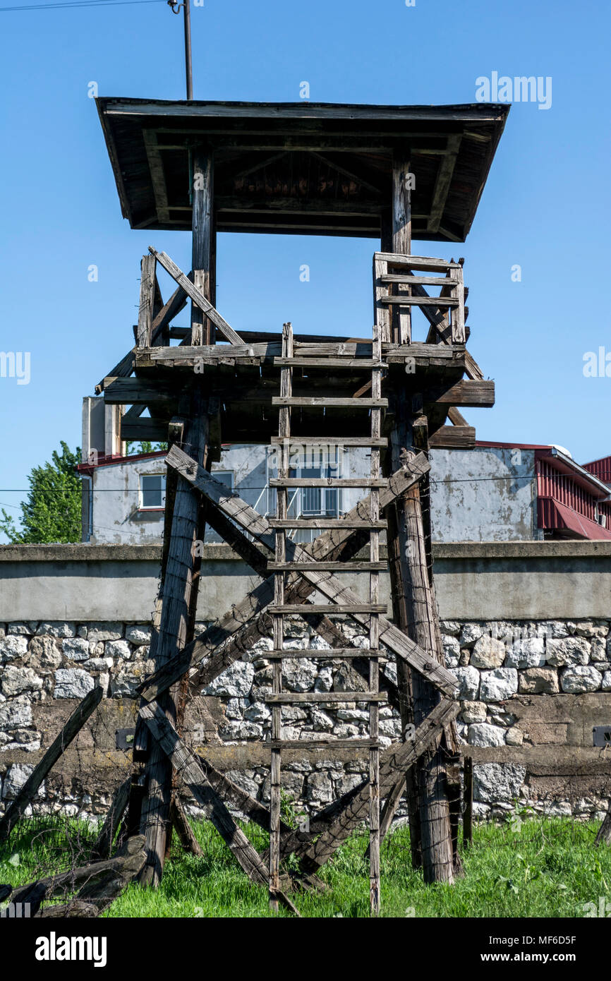 NIS, SERBIA - APRIL 21, 2018: Very old watchtower in concentration camp ...