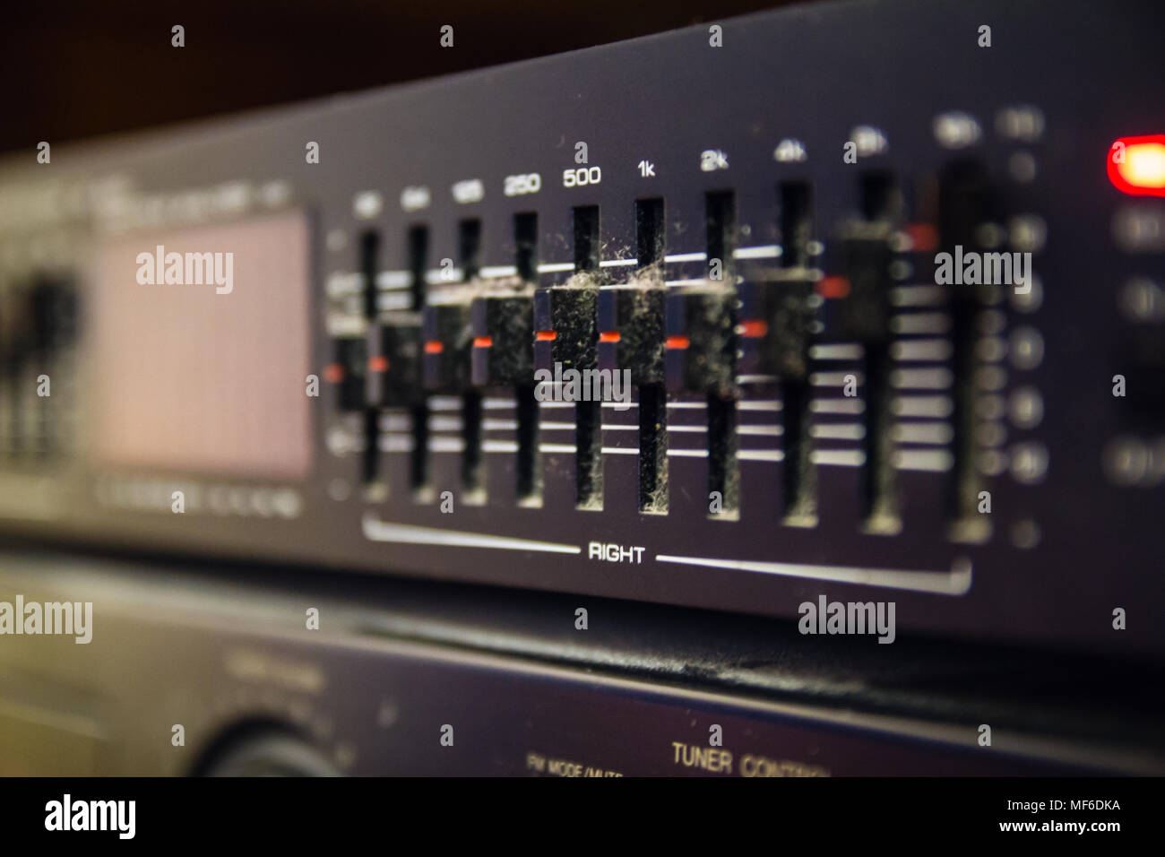 Graphic equalizer controls on an audio system - Close Up Selective ...