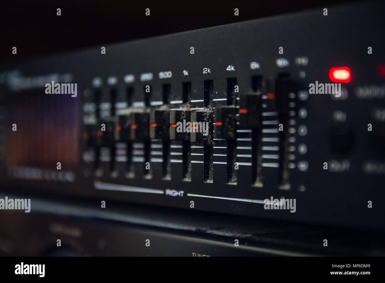 Graphic equalizer controls on an audio system - Close Up Selective ...