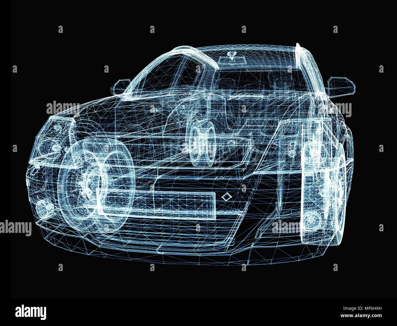 Abstract car consisting of luminous lines and dots Stock Photo - Alamy