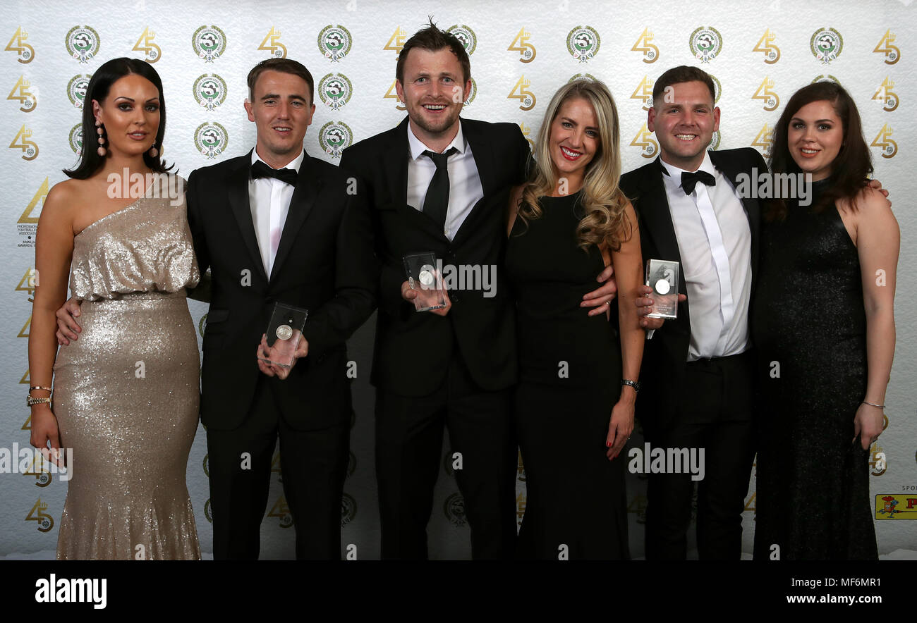 Accrington Stanley's Mark Hughes (centre), Billy Kee (second right ...