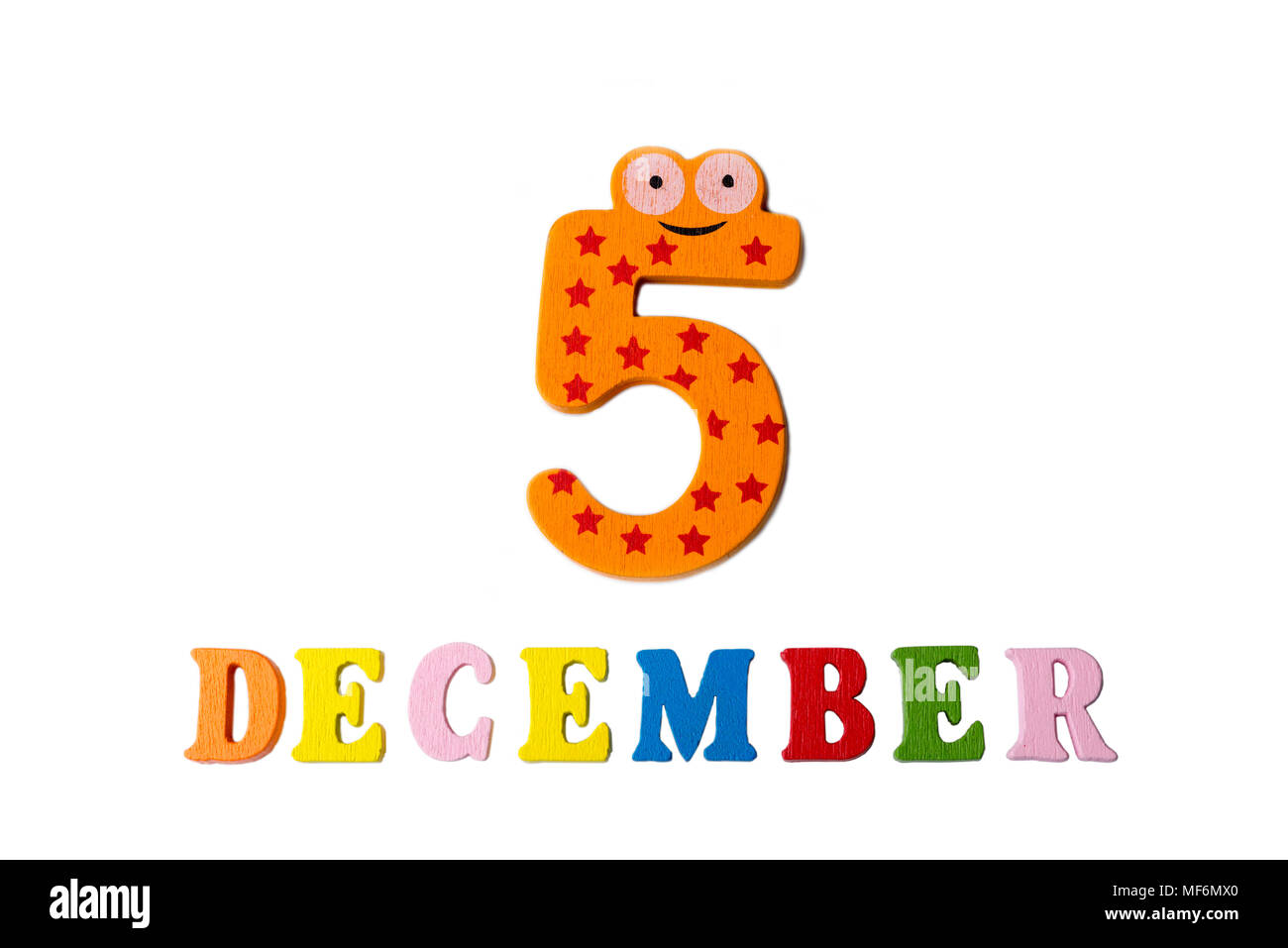 December 5 on white background, numbers and letters. Calendar Stock ...