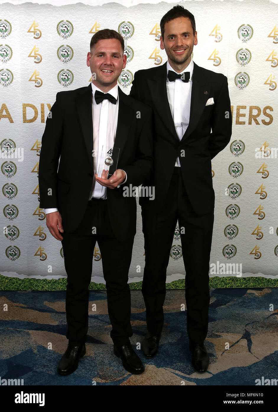 Accrington Stanley's Billy Kee (left) and PFA chairman Ben Purkiss ...