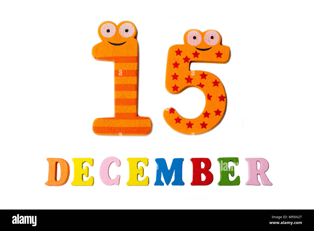 December 15 on white background, numbers and letters. Calendar Stock ...