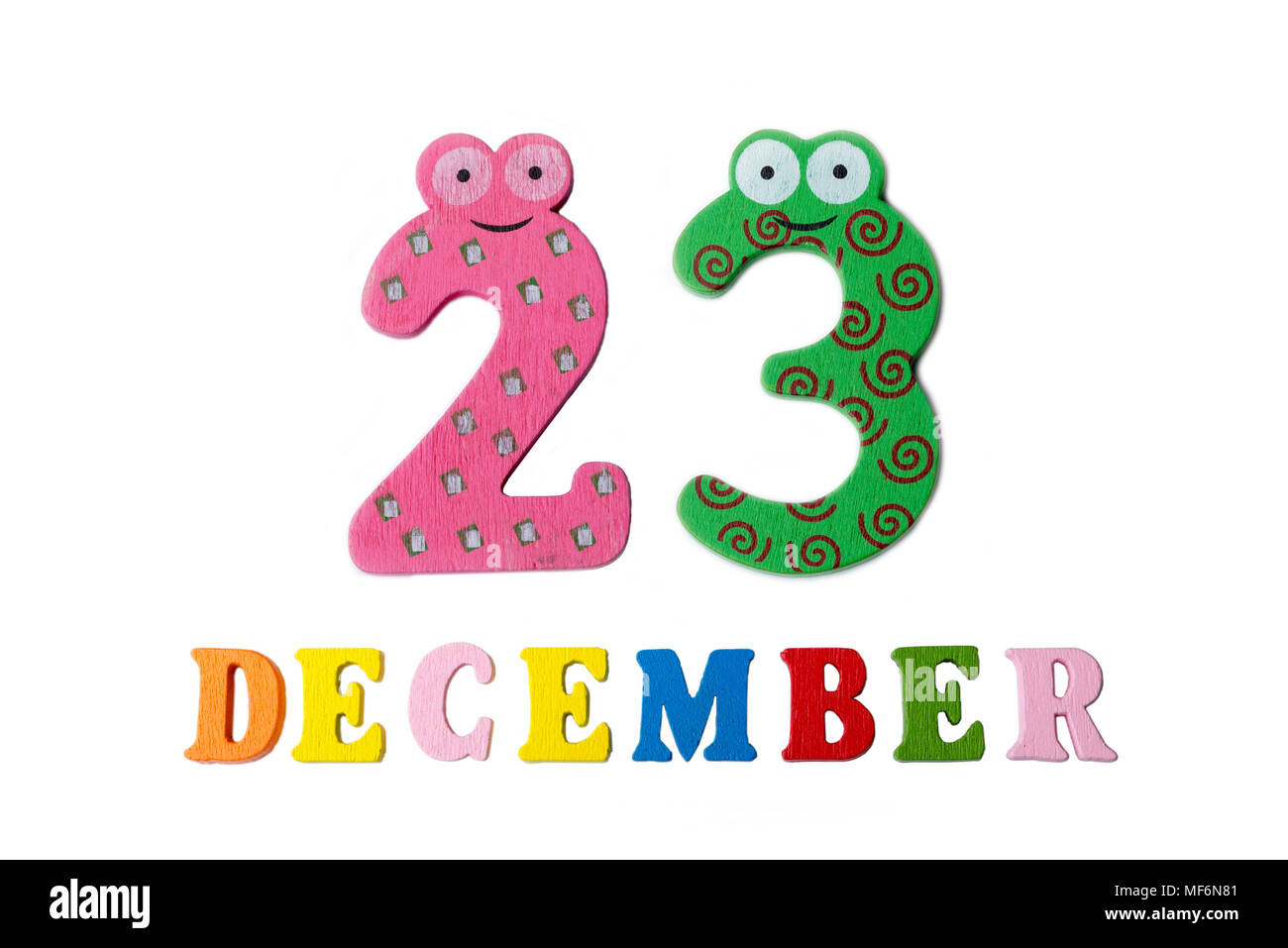 December 23 on white background, numbers and letters. Calendar Stock ...
