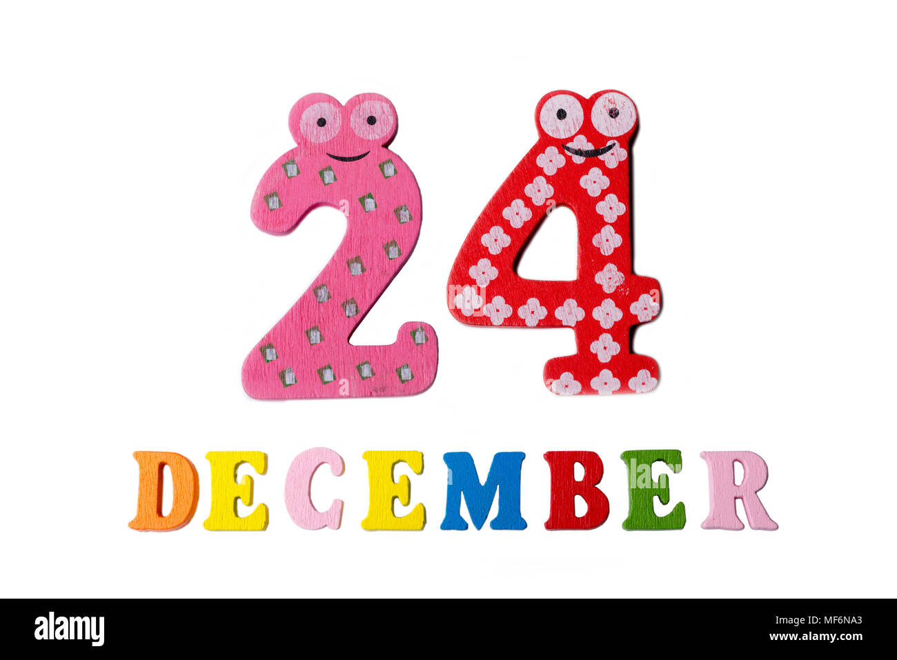 December 24 on white background, numbers and letters. Calendar Stock ...