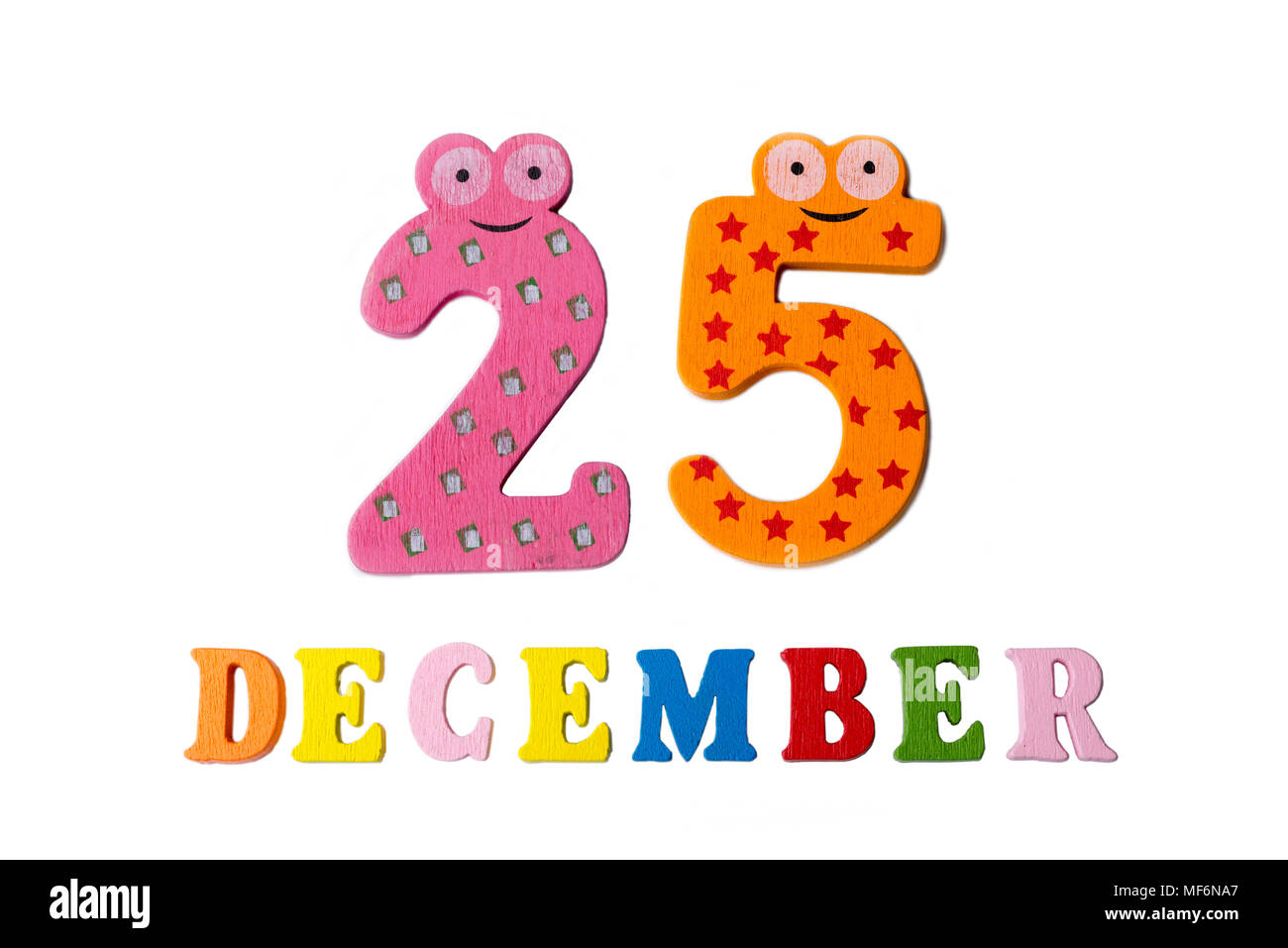 December 25 on white background, numbers and letters. Calendar Stock ...