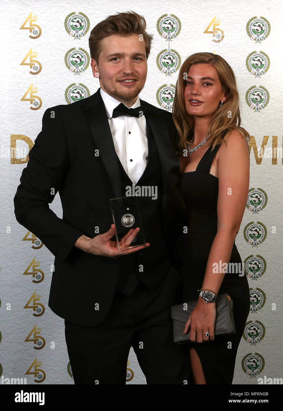 Luton Town's Luke Berry (left) poses with the PFA League Two Team of ...