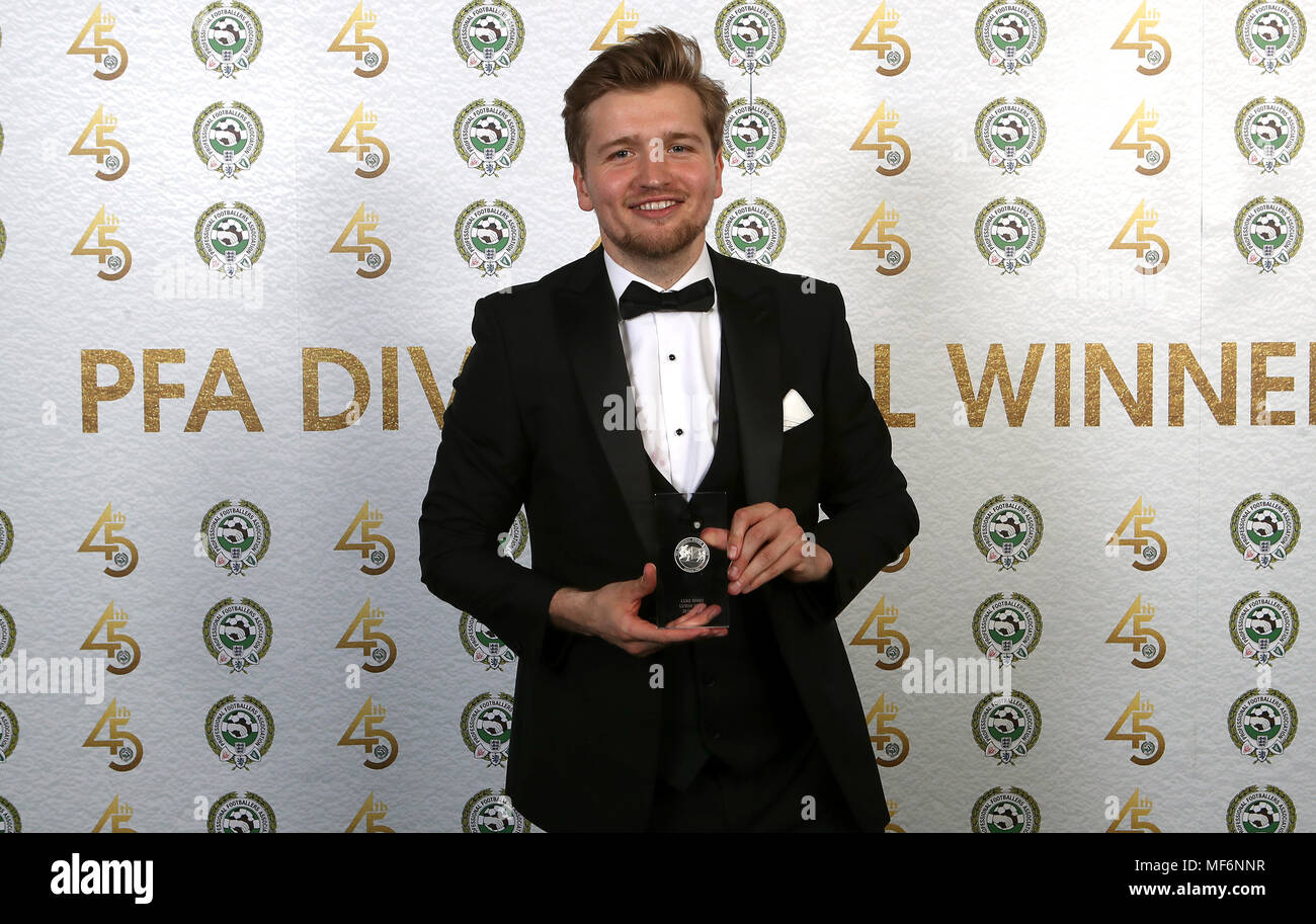 Luton Town's Luke Berry poses with the PFA League Two Team of the Year ...
