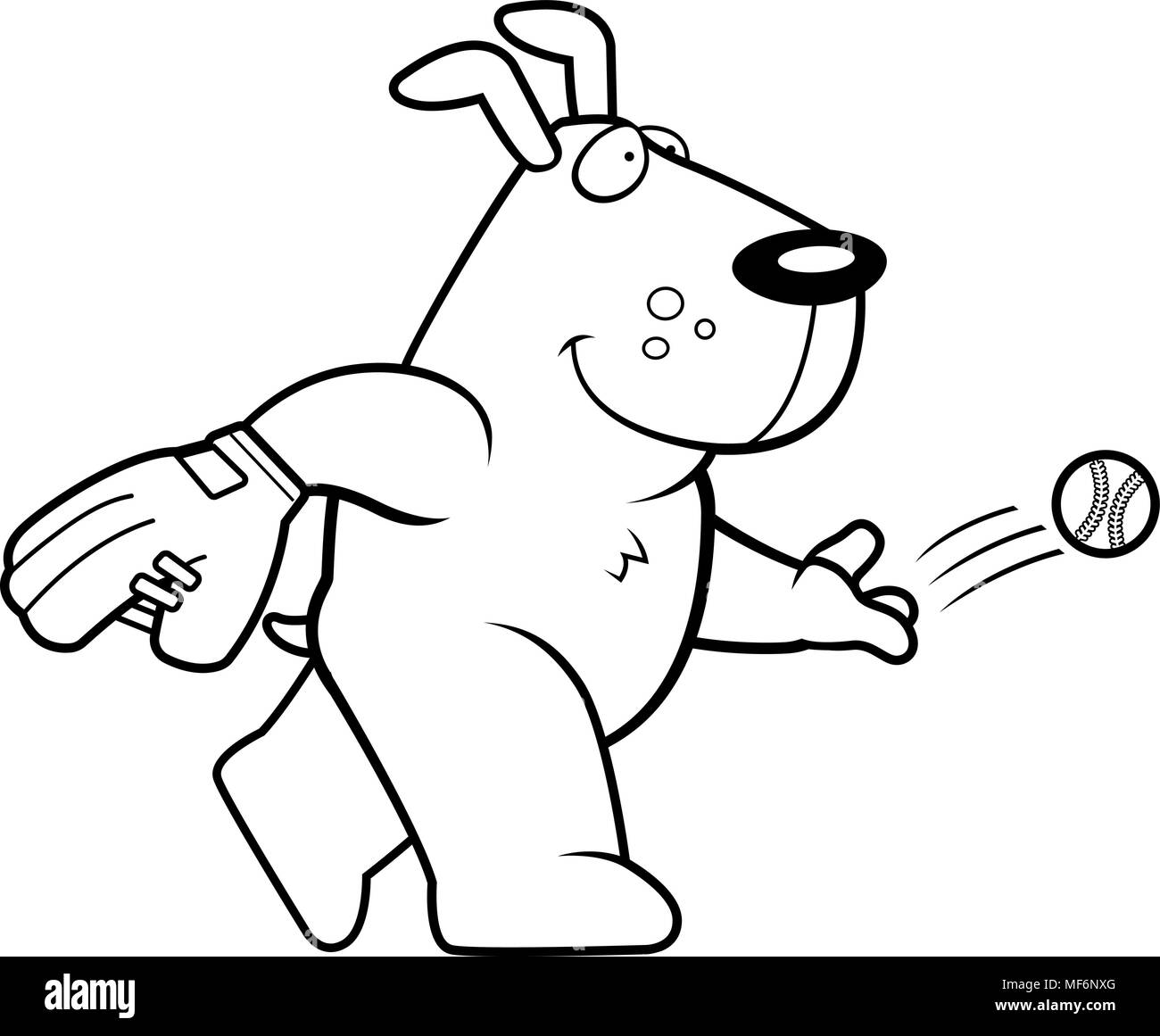 A cartoon illustration of a dog tossing a baseball Stock Vector Image ...