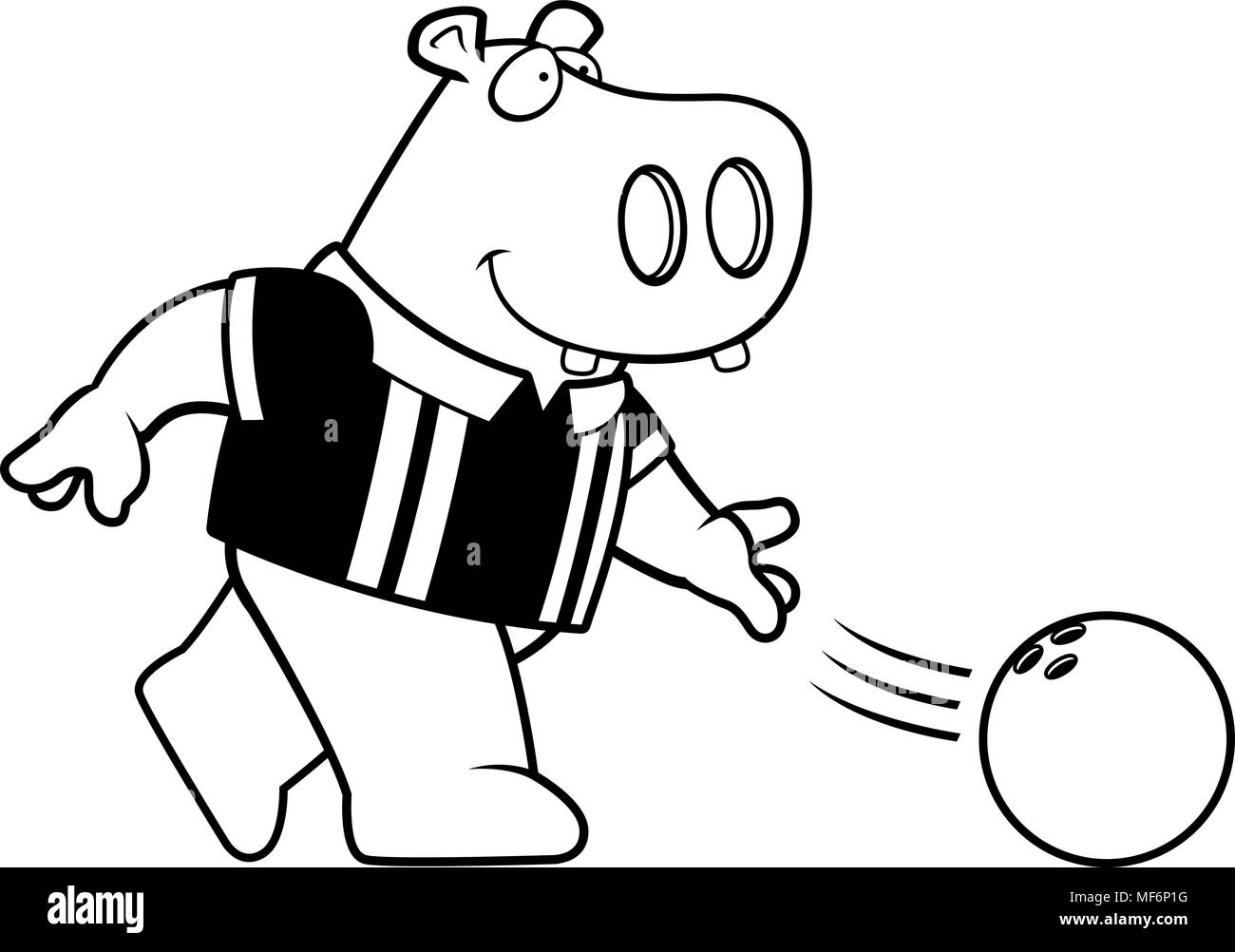 A cartoon illustration of a hippo bowling a ball Stock Vector Image ...