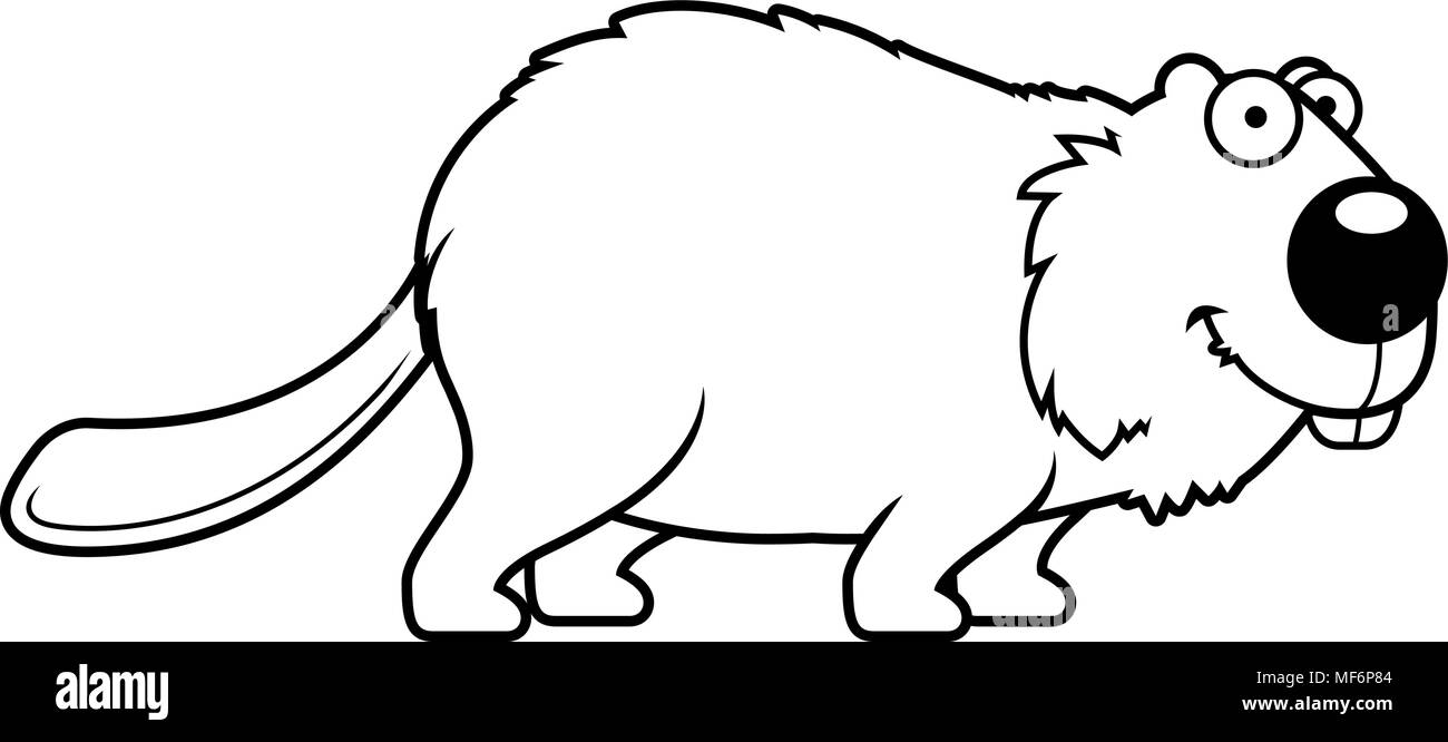 A cartoon illustration of a beaver smiling and standing Stock Vector ...