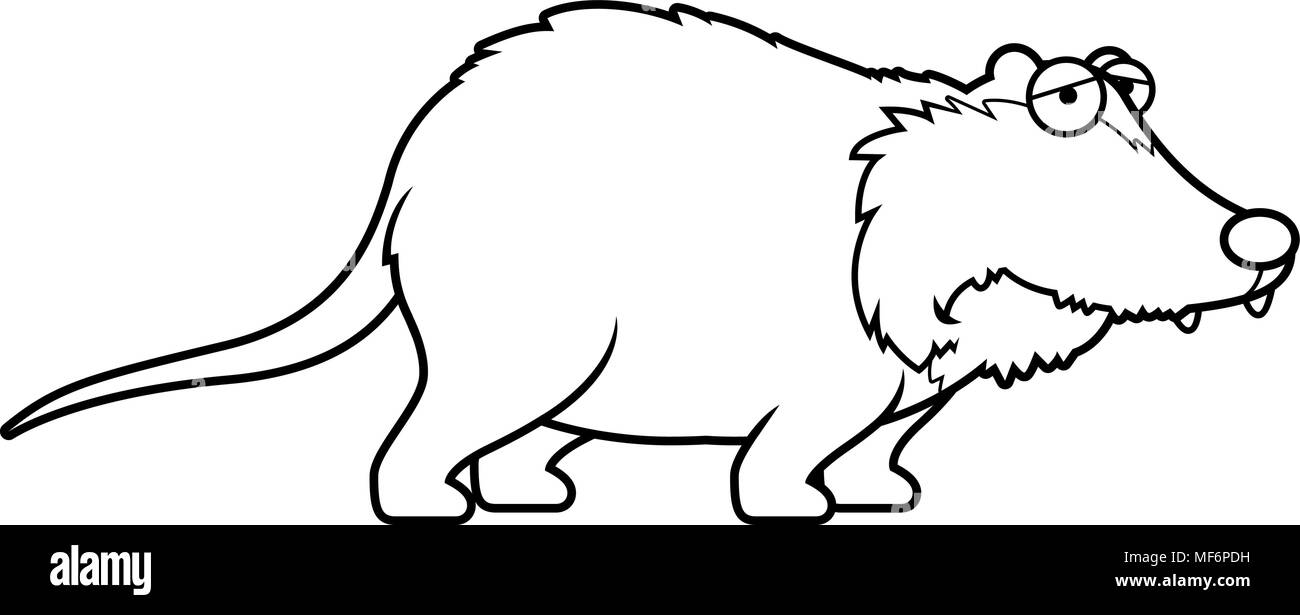 A cartoon illustration of a opossum looking sad Stock Vector Image ...