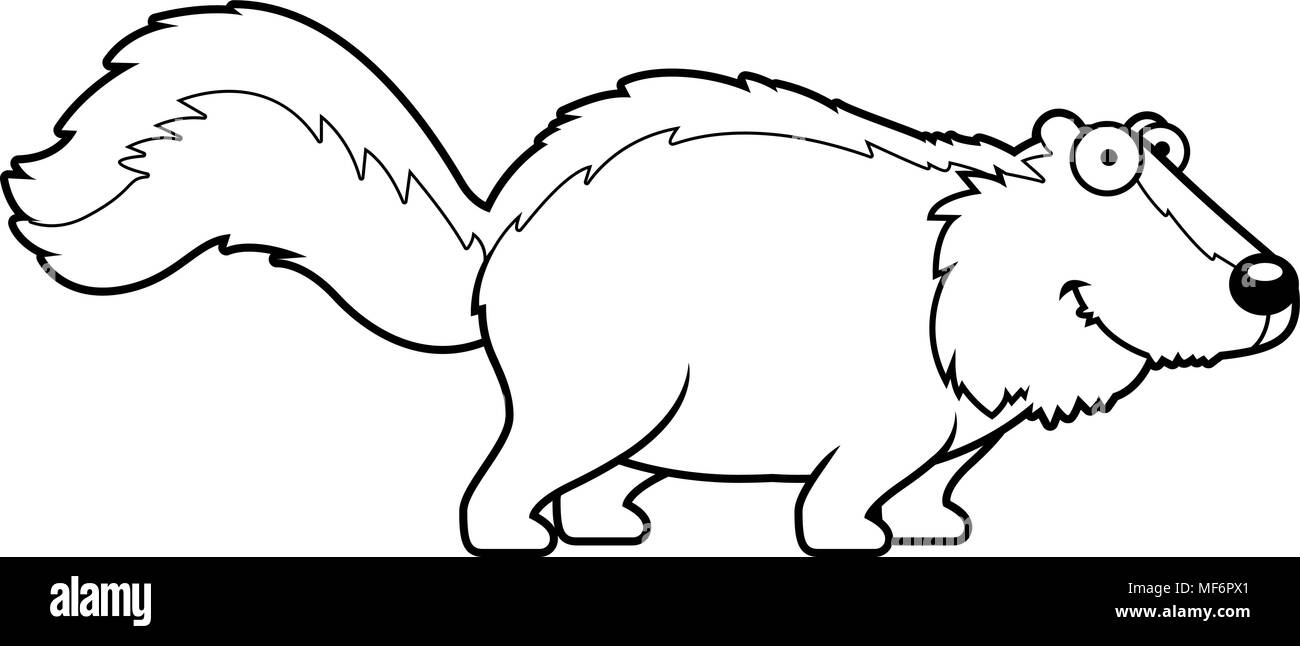 A cartoon illustration of a skunk smiling and standing Stock Vector ...