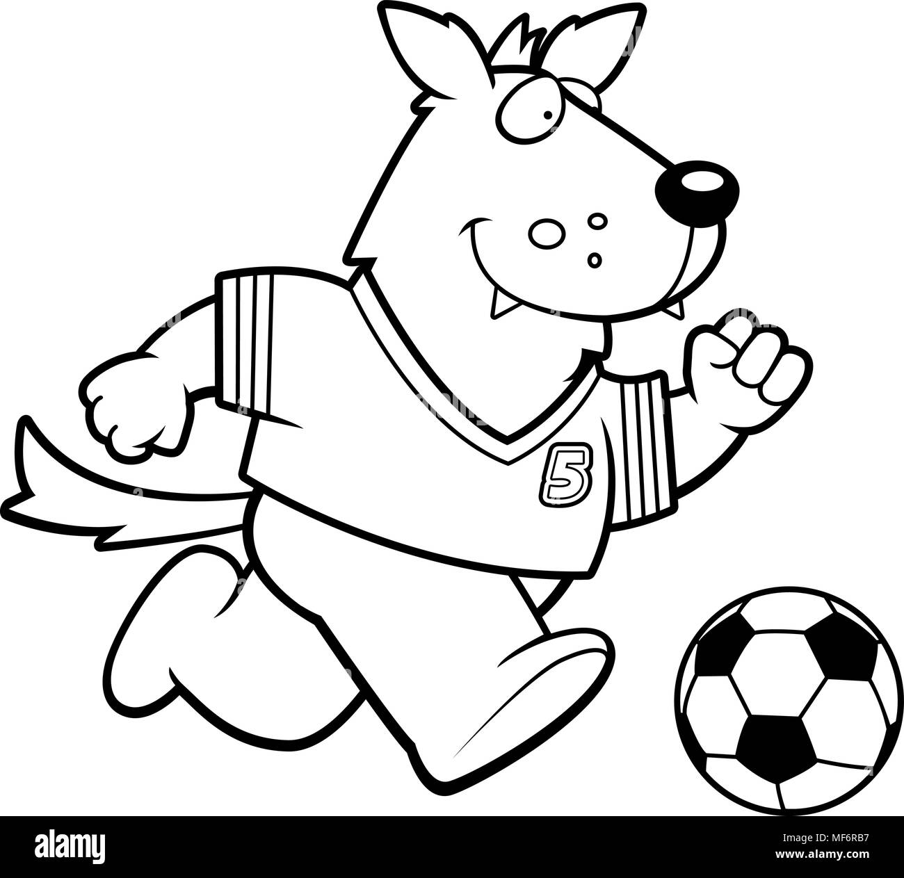 A cartoon illustration of a wolf playing soccer Stock Vector Image ...