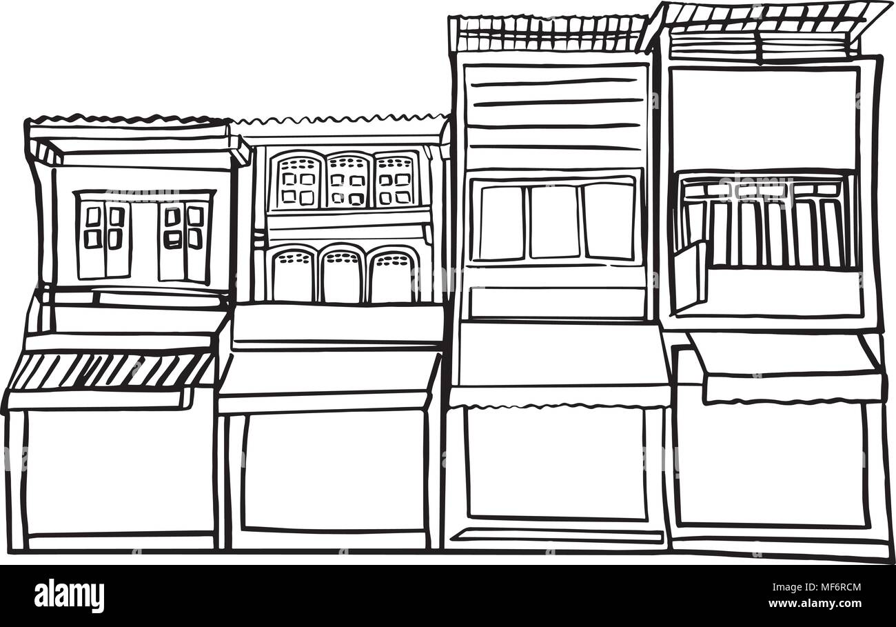 Chinese shophouses Stock Vector Images - Alamy