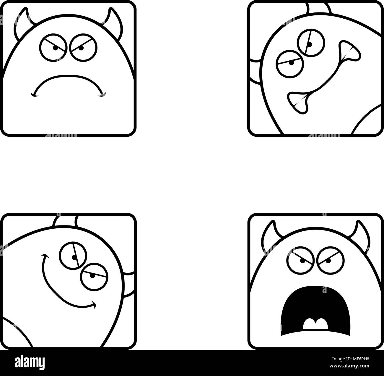 A cartoon icon set of a devil with angry expressions Stock Vector Image ...