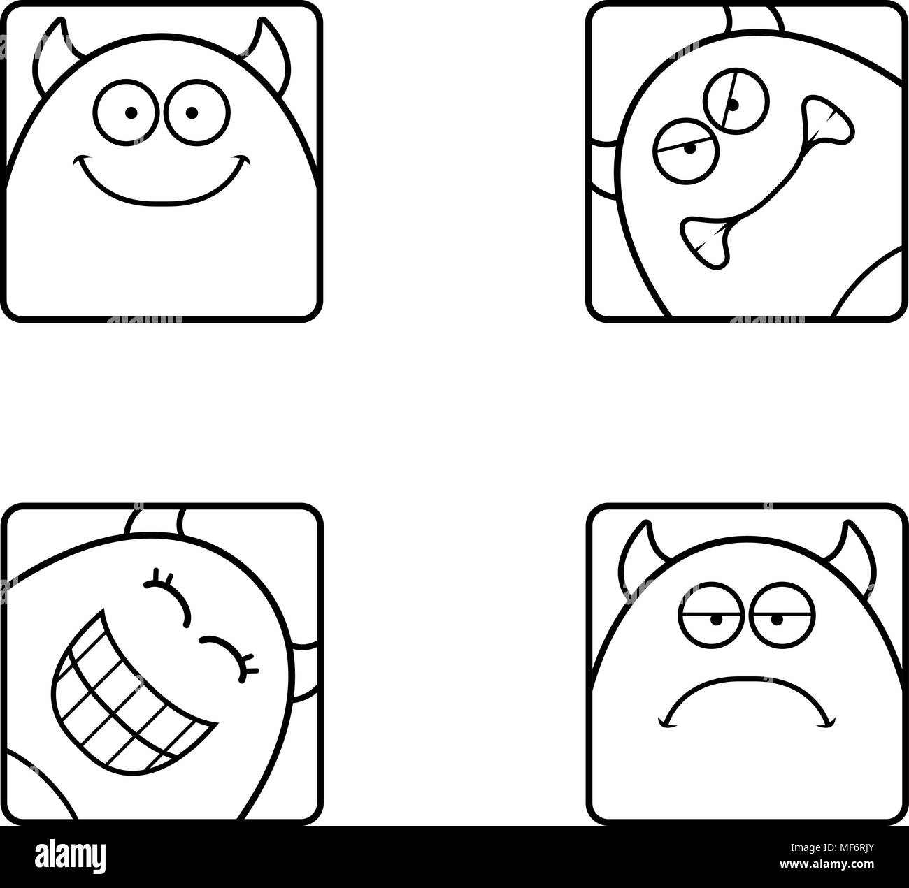 A cartoon icon set of a devil with a mix of expressions Stock Vector ...