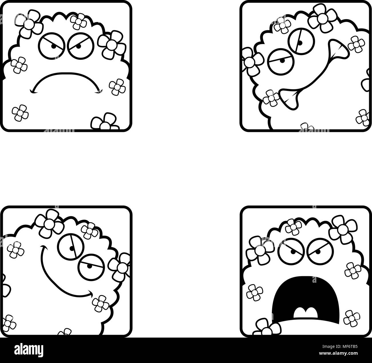 A cartoon icon set of a plant monster with angry expressions Stock ...