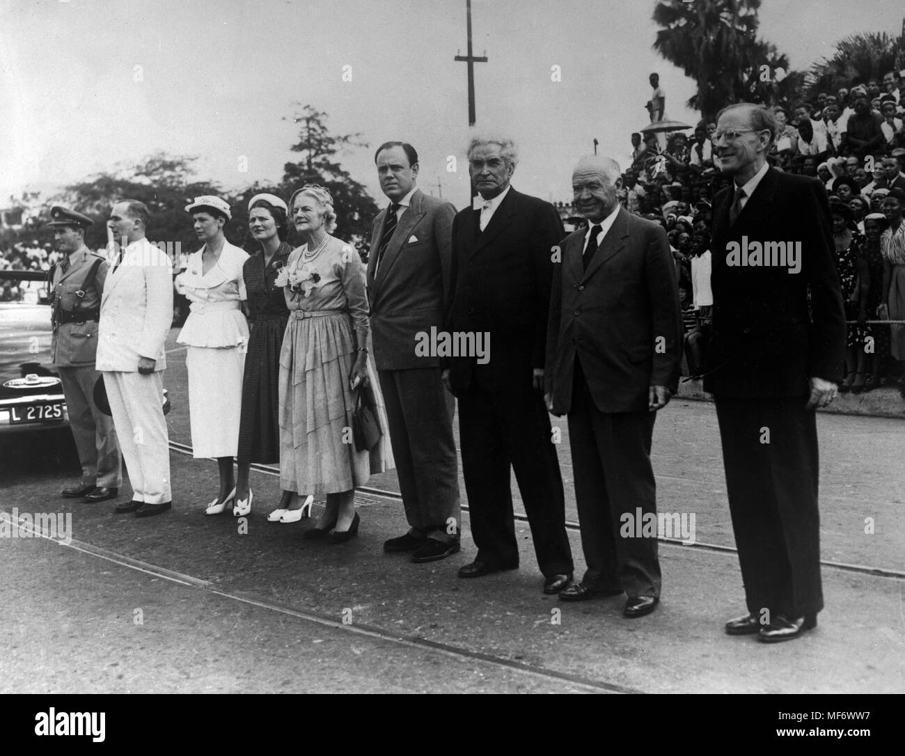 Lord Beaverbrook (2nd from right) in a line up with Lady Churchill in ...
