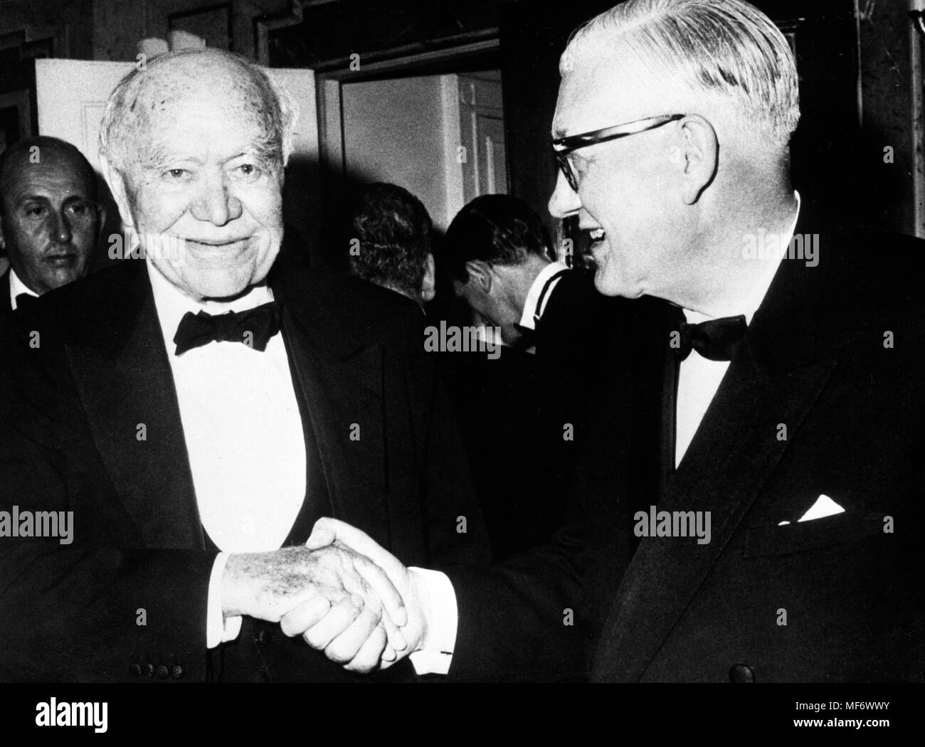 Newspaper proprietors Lord Beaverbrook (l) and Lord Thomson, both ...