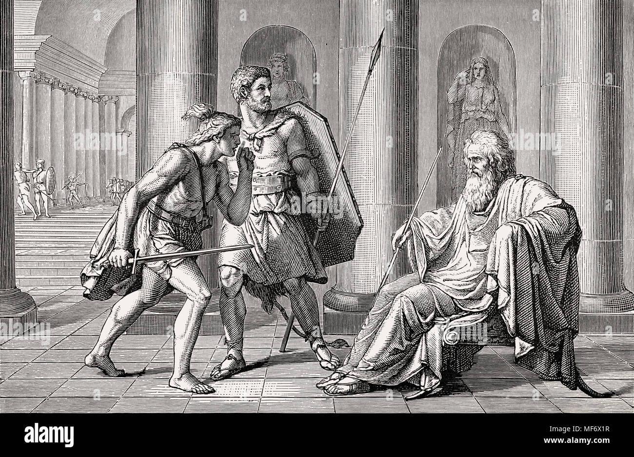 Death of Consul Marcus Papirius Mugillanus, 5th century BC Stock Photo ...
