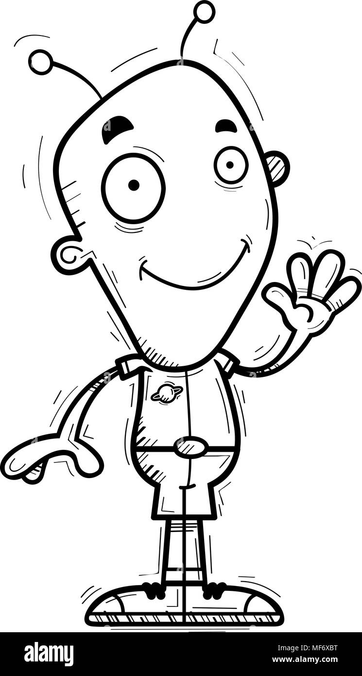 A cartoon illustration of an alien man waving Stock Vector Image & Art ...