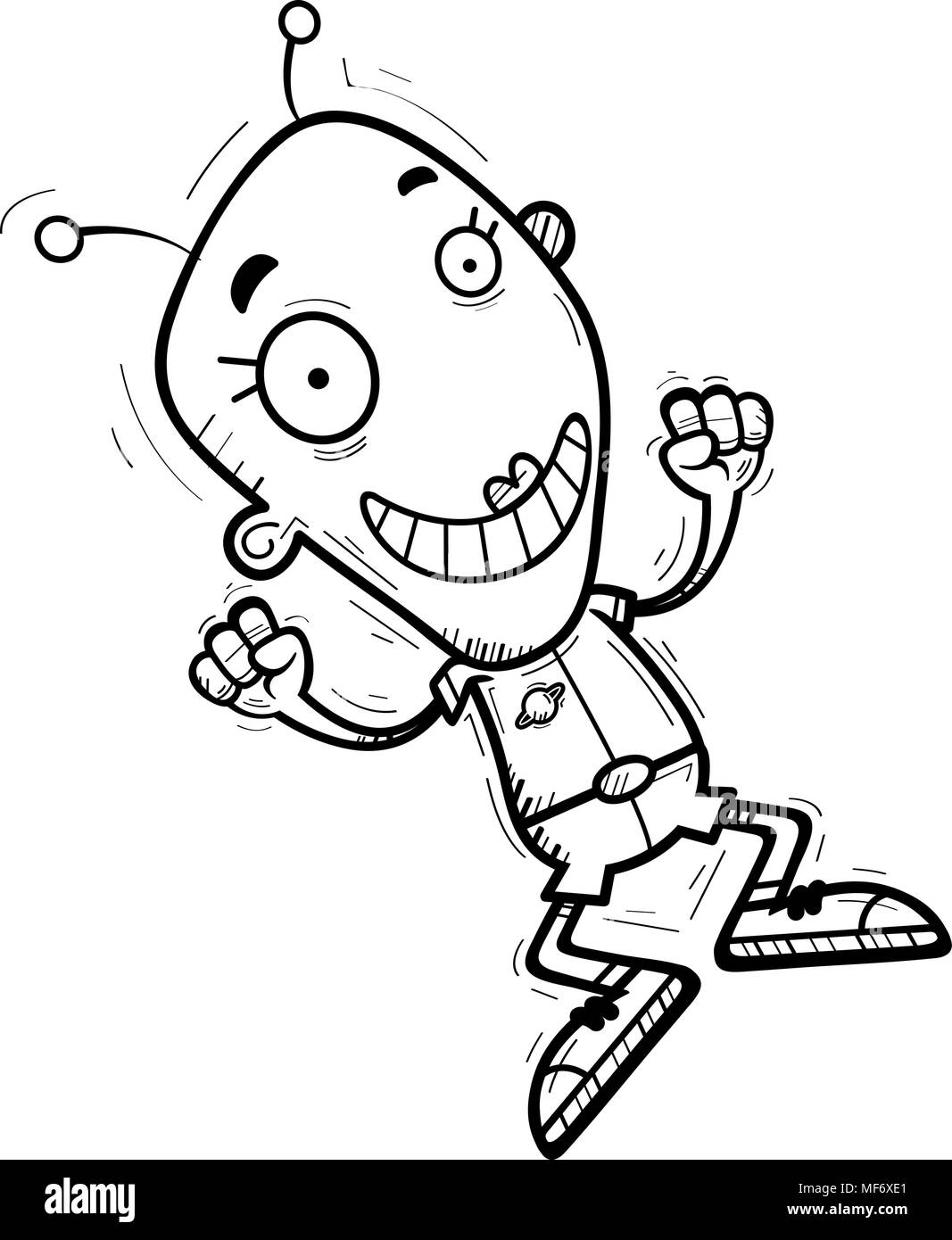 A cartoon illustration of an alien woman jumping Stock Vector Image ...