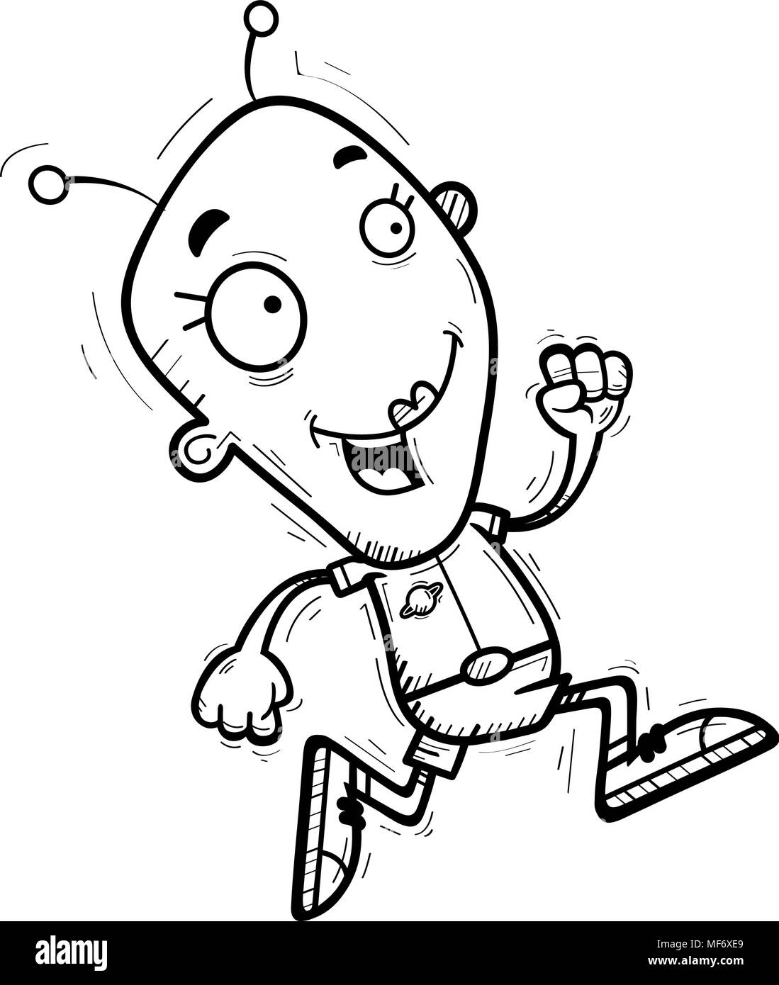 A cartoon illustration of an alien woman running Stock Vector Image ...