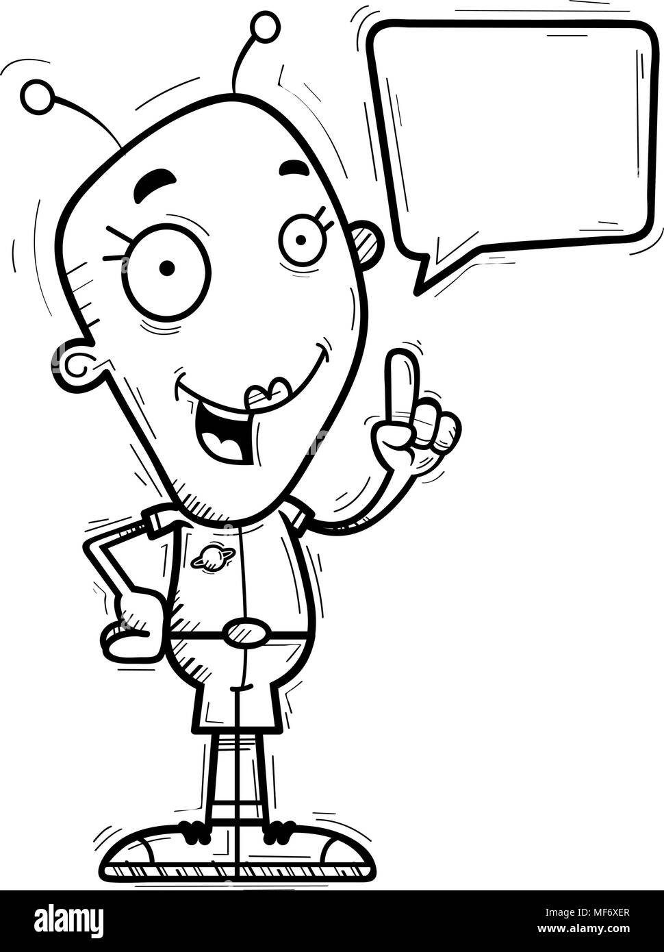 A cartoon illustration of an alien woman talking Stock Vector Image ...