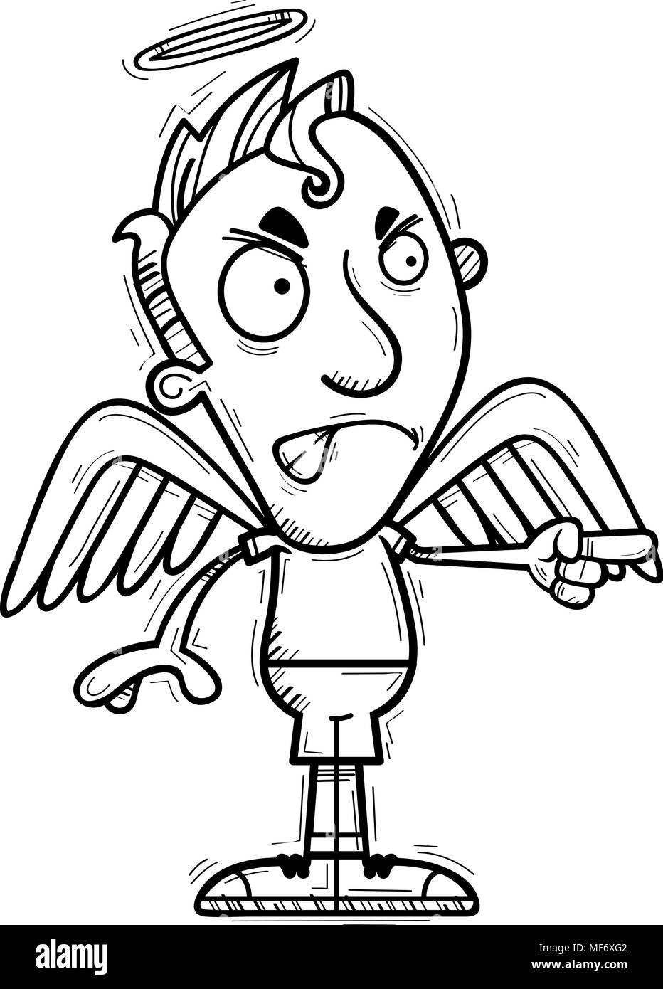 A cartoon illustration of an angel looking angry and pointing Stock ...