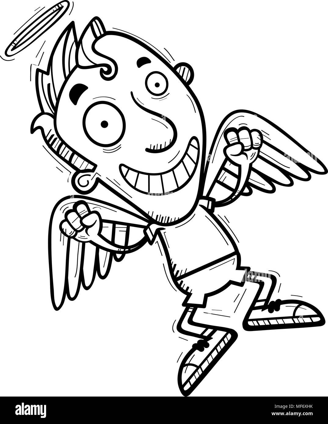 Cartoon angel man smiling Black and White Stock Photos & Images - Alamy