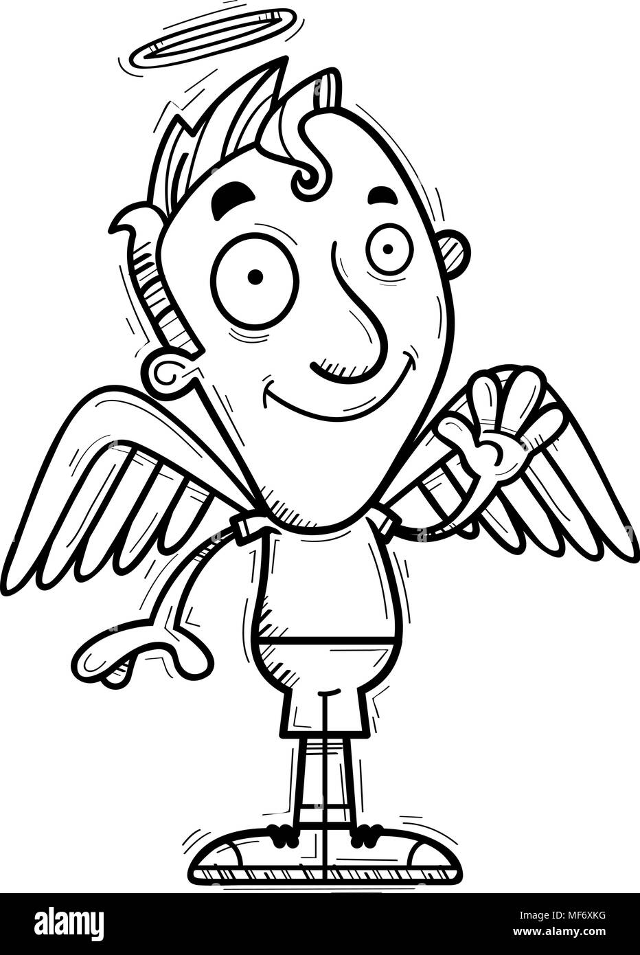 Cartoon angel man smiling Black and White Stock Photos & Images - Alamy