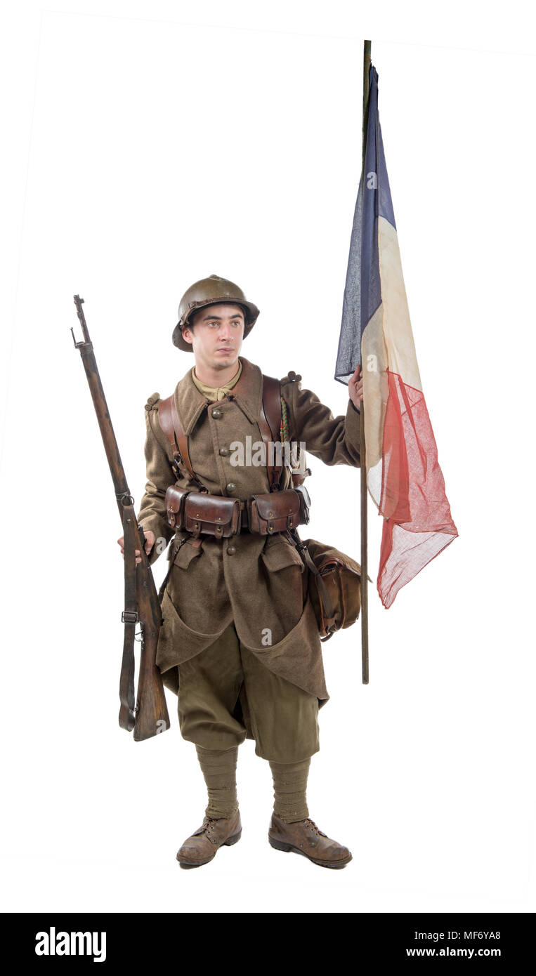 a french soldier 1940 isolated on the white background Stock Photo - Alamy