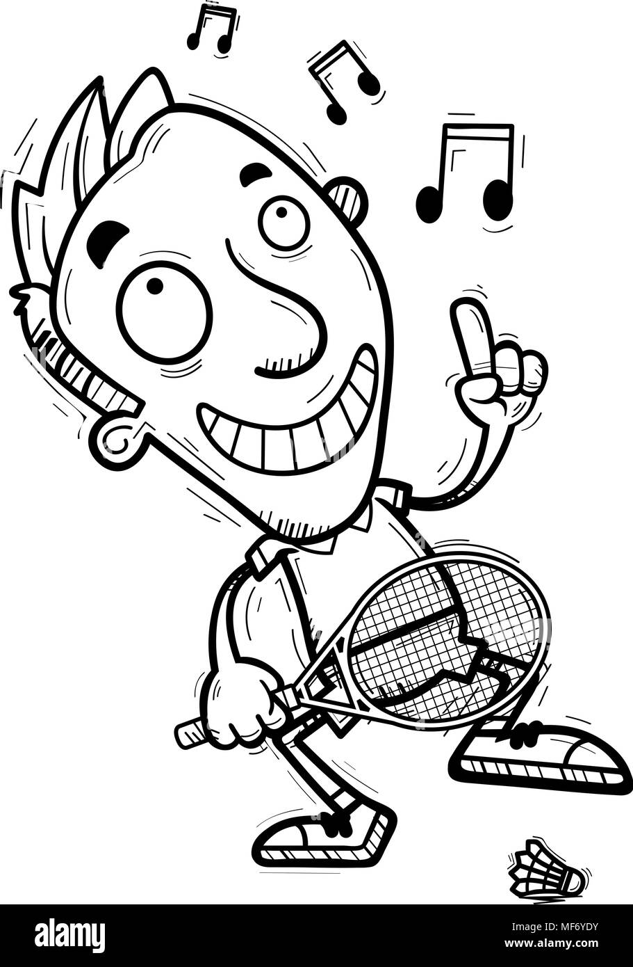A cartoon illustration of a man badminton player dancing Stock Vector ...