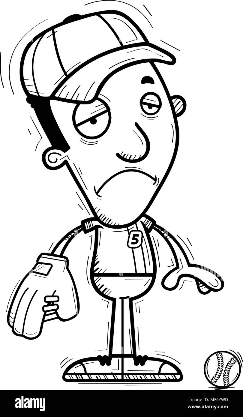 A cartoon illustration of a black man baseball player looking sad Stock ...