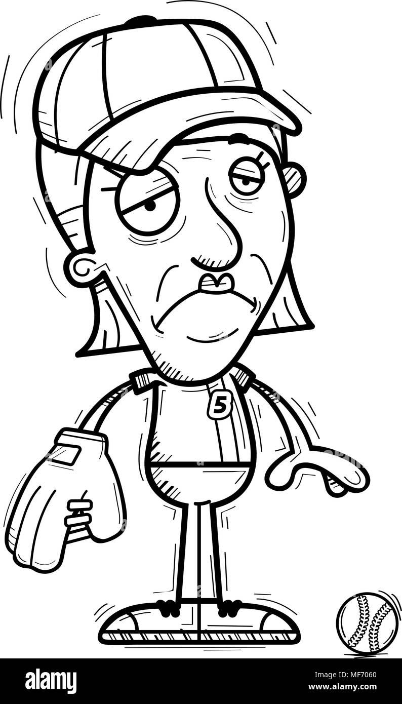 A cartoon illustration of a senior citizen woman baseball player ...
