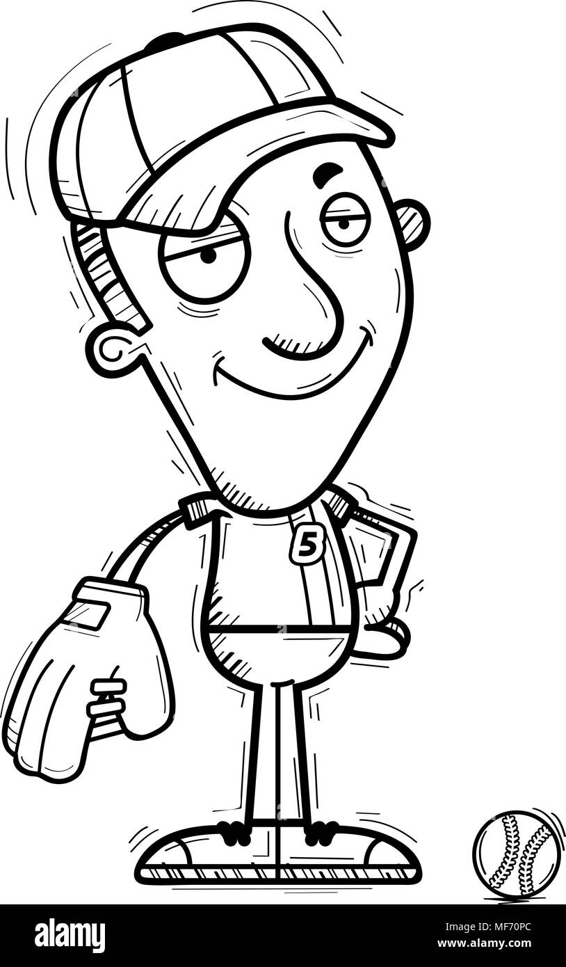 A cartoon illustration of a man baseball player looking confident Stock ...