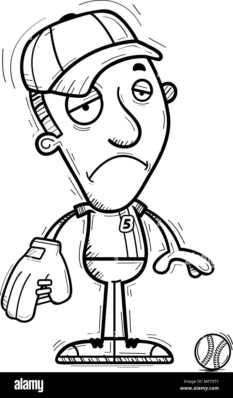 A cartoon illustration of a man baseball player looking sad Stock ...