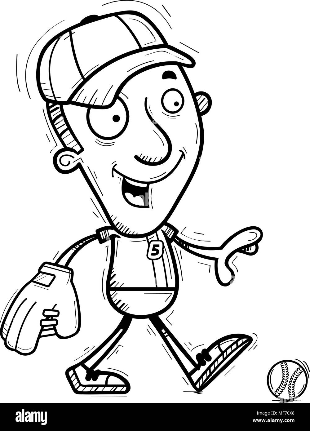 A cartoon illustration of a man baseball player walking Stock Vector ...