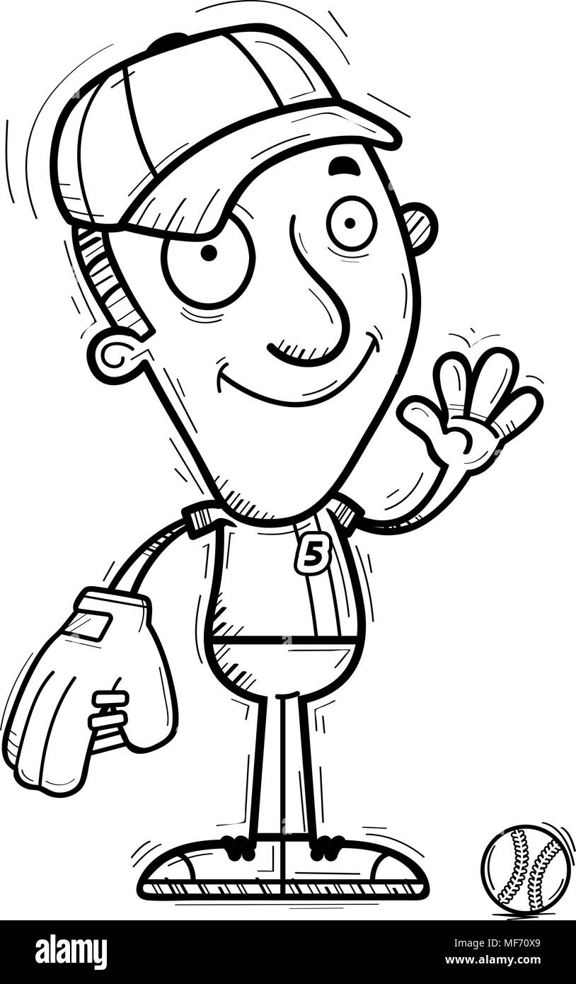 A cartoon illustration of a man baseball player waving Stock Vector ...