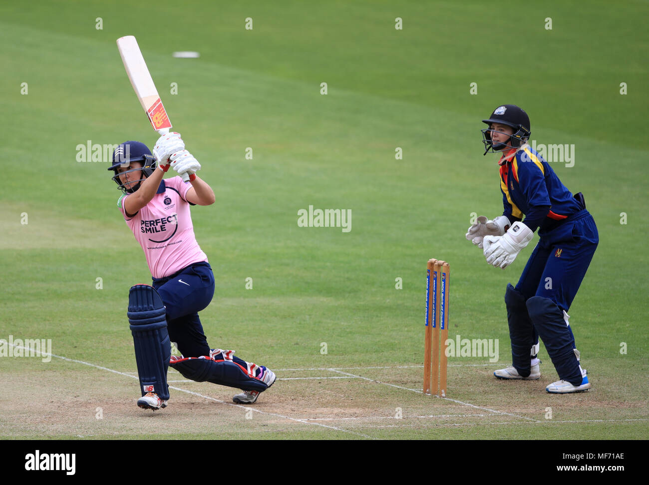 Middlesex Women's Natasha Miles hits four runs during the MCC Women's ...
