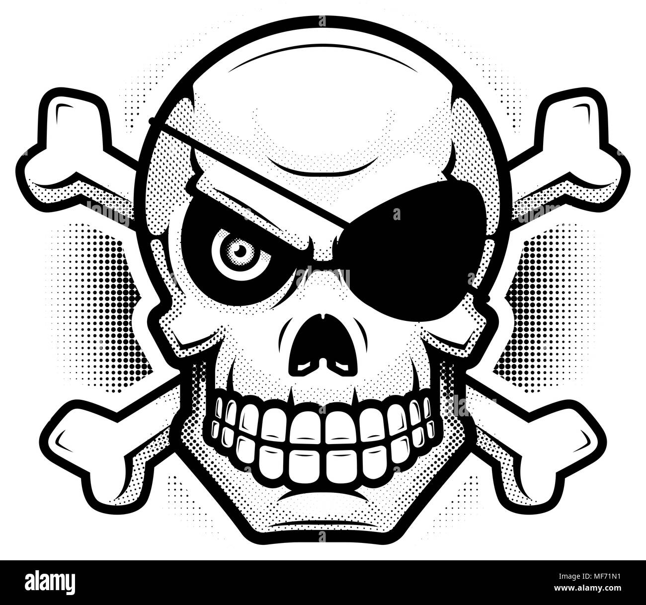 An illustration of a skull and crossbones looking evil Stock Vector ...