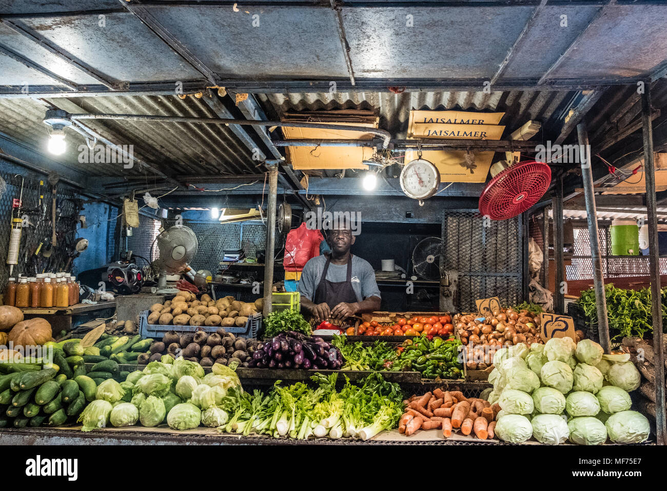 Panama City, Panama - march 2018:Fruit and vegetable seller on food ...
