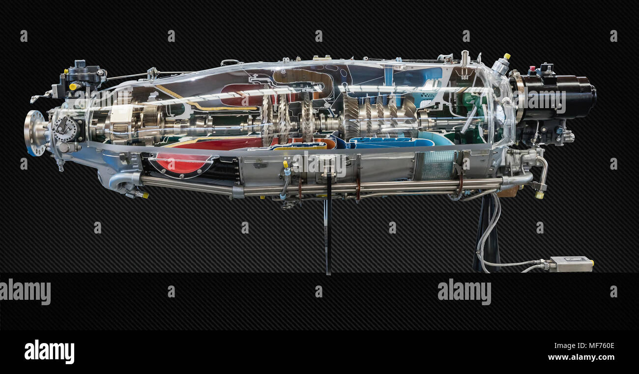 Turbine Engine Profile on black background. Aviation Technologies ...