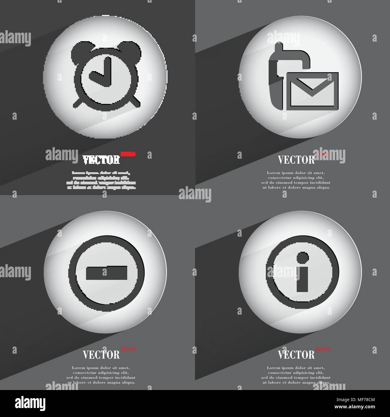 Set of one-color web buttons flat design. Simple circle sticker ...