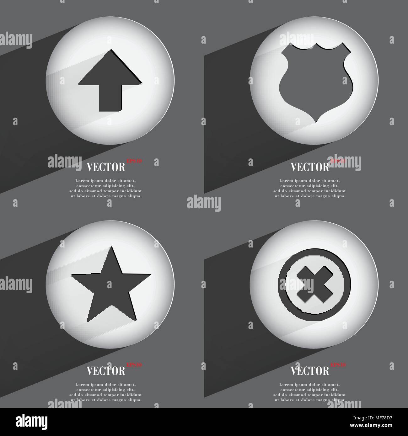 Set of one-color web buttons flat design. Simple circle sticker ...