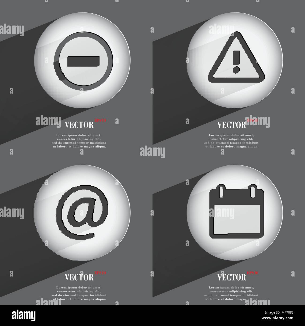 Set of one-color web buttons flat design. Simple circle sticker ...