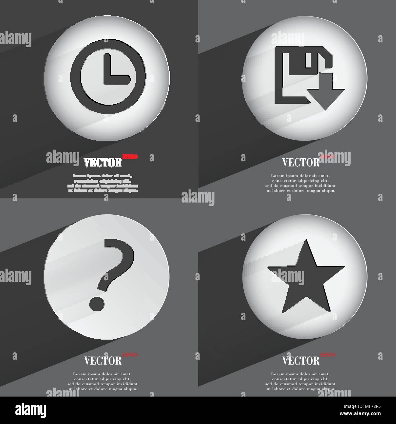 Set of one-color web buttons flat design. Simple circle sticker ...