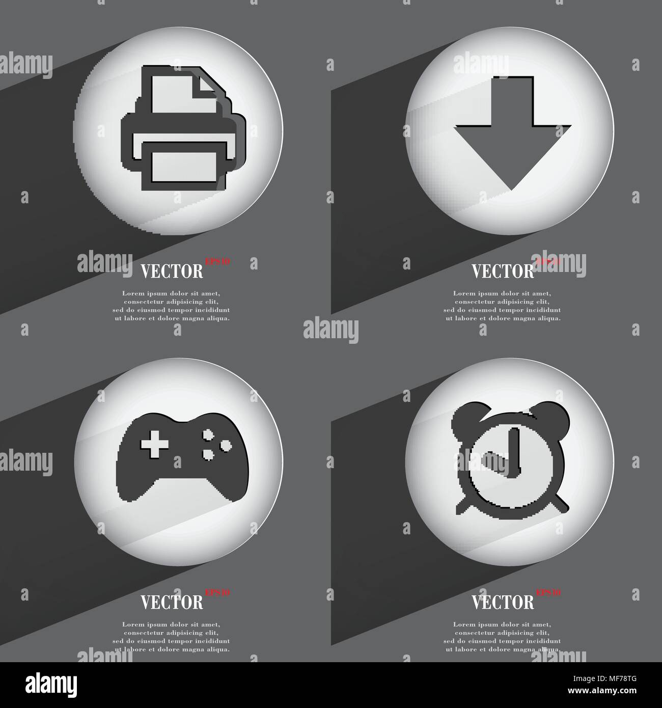 Set of one-color web buttons flat design. Simple circle sticker ...